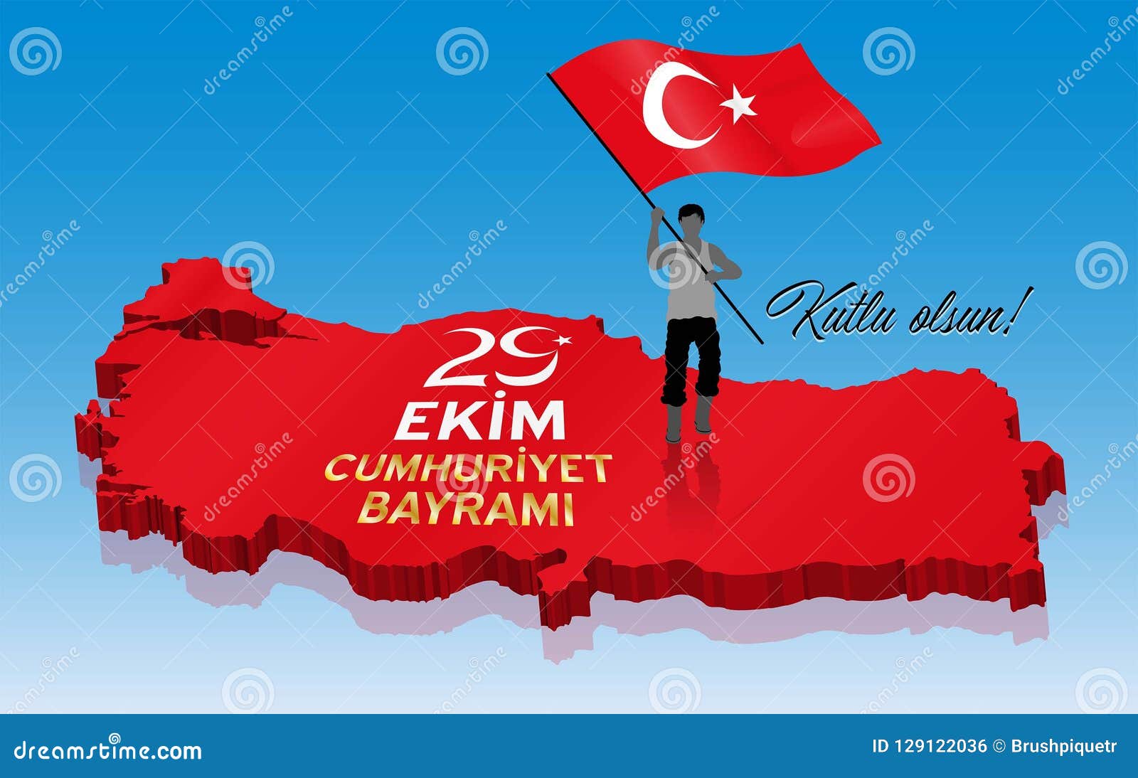 October 29th Turkish Republic Day Celebration Over a 3D Turkey M Stock ...