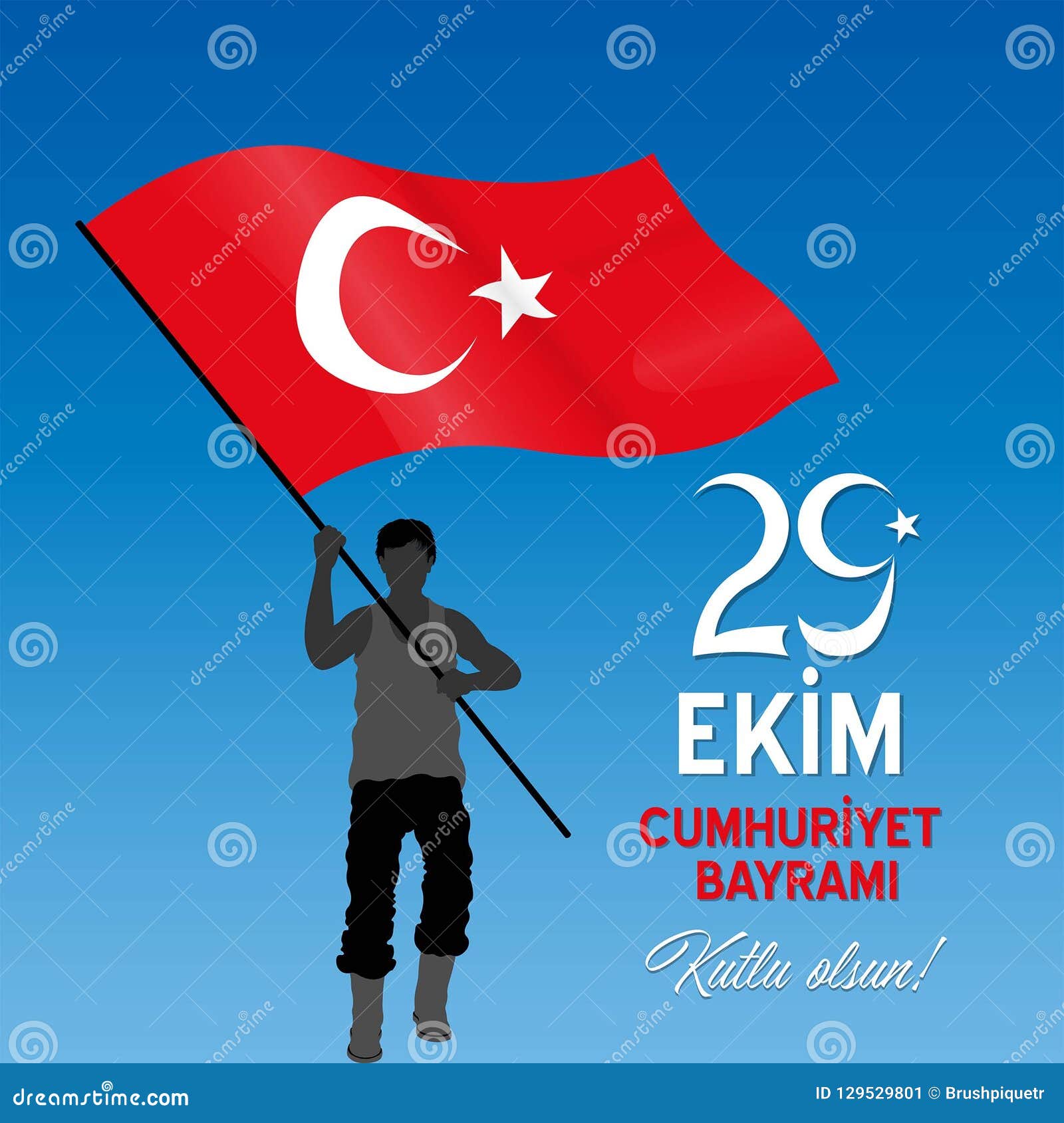 On October 29th Waving Turkey Flag for Turkish Republic Day Stock ...