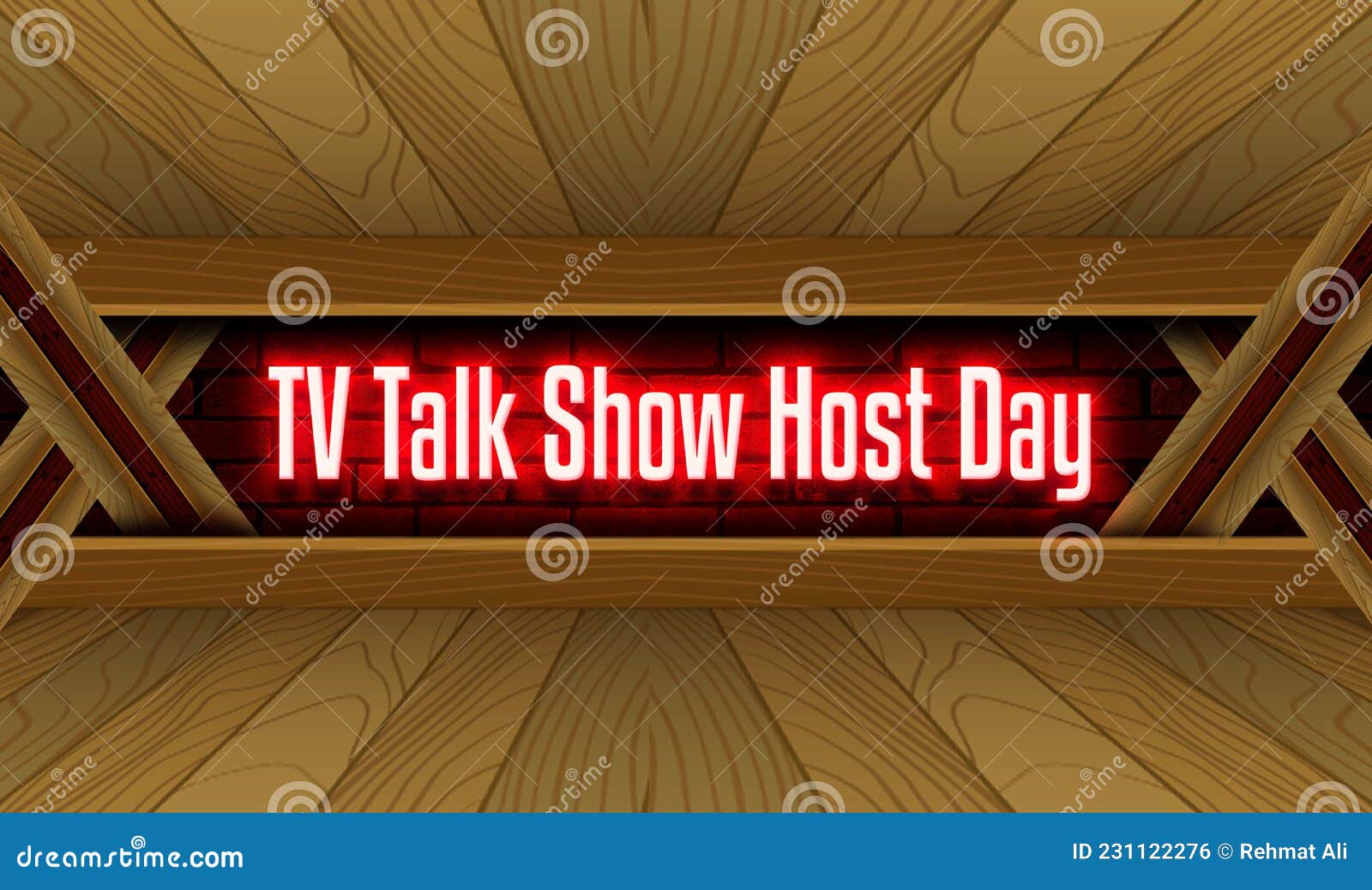 October, TV Talk Show Host Day, Neon Text Effect on Bricks Background ...