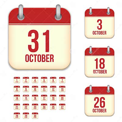 October Vector Calendar Icons Stock Vector - Illustration of ...