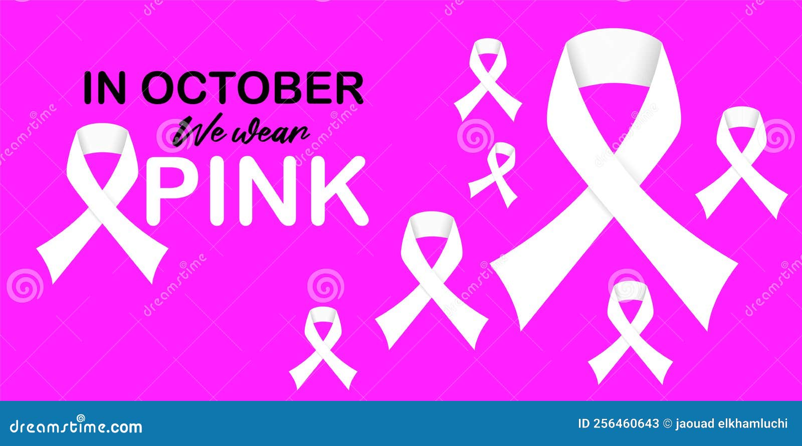 In October We Wear Pink Breast Cancer Ribbon Awareness Stock