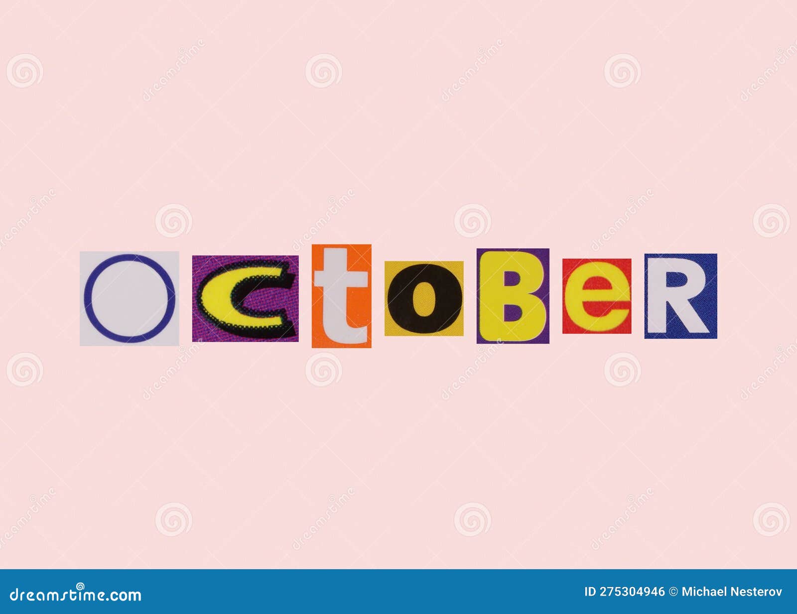 October Word from Cut Out Magazine Colored Letters Stock Photo - Image ...