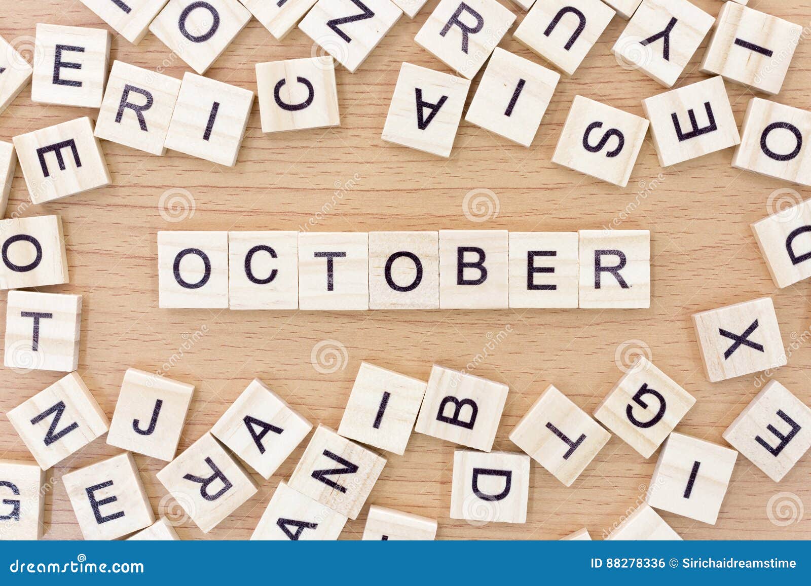 October Words with Wooden Blocks Stock Photo - Image of concept, build ...