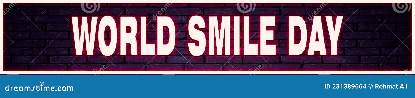 October, World Smile Day, Neon Text Effect on Bricks Background Stock ...