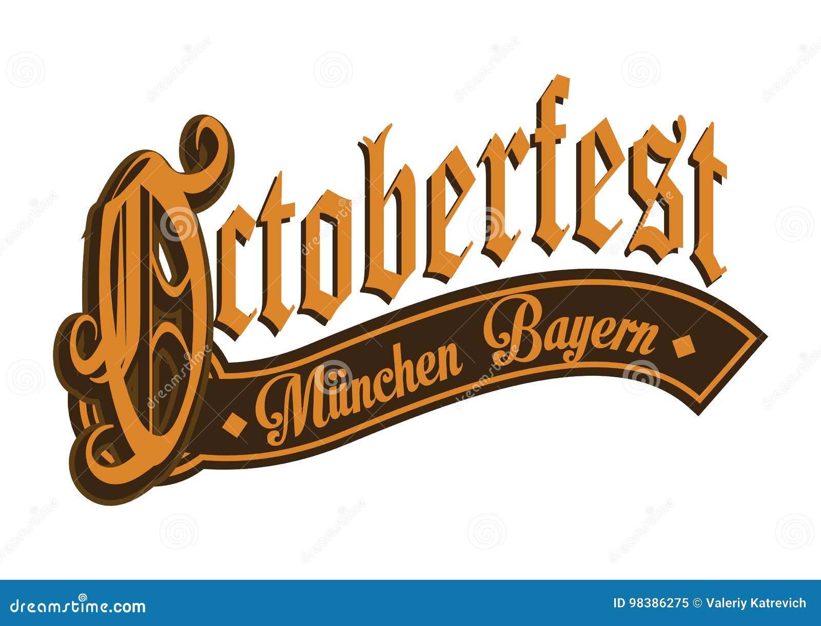 Octoberfest Gothic Calligraphic Hand Lettering. Stock Vector ...