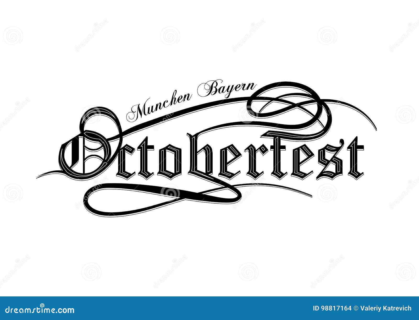 Octoberfest Gothic Calligraphic Hand Lettering. Vector Illustration ...