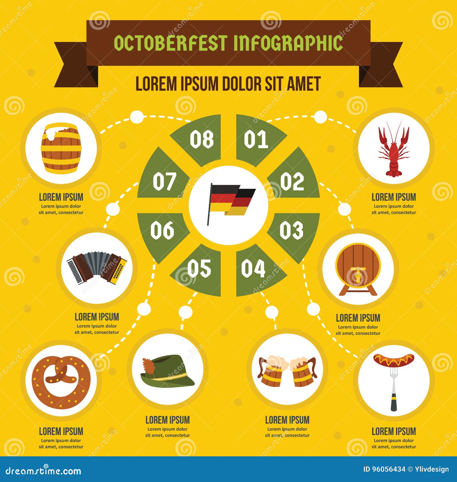 Octoberfest Infographic Concept, Flat Style Stock Vector - Illustration ...