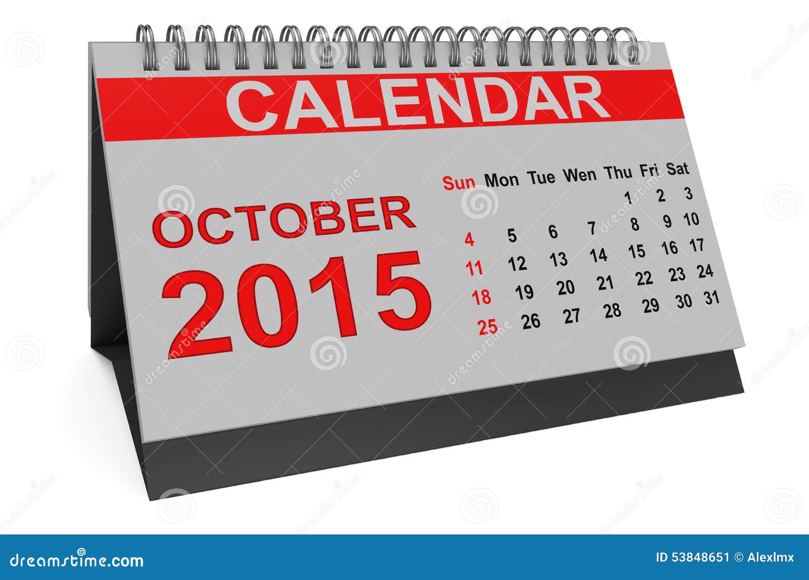 Octobre 2015, Calendrier De Bureau Illustration Stock - Illustration du ...