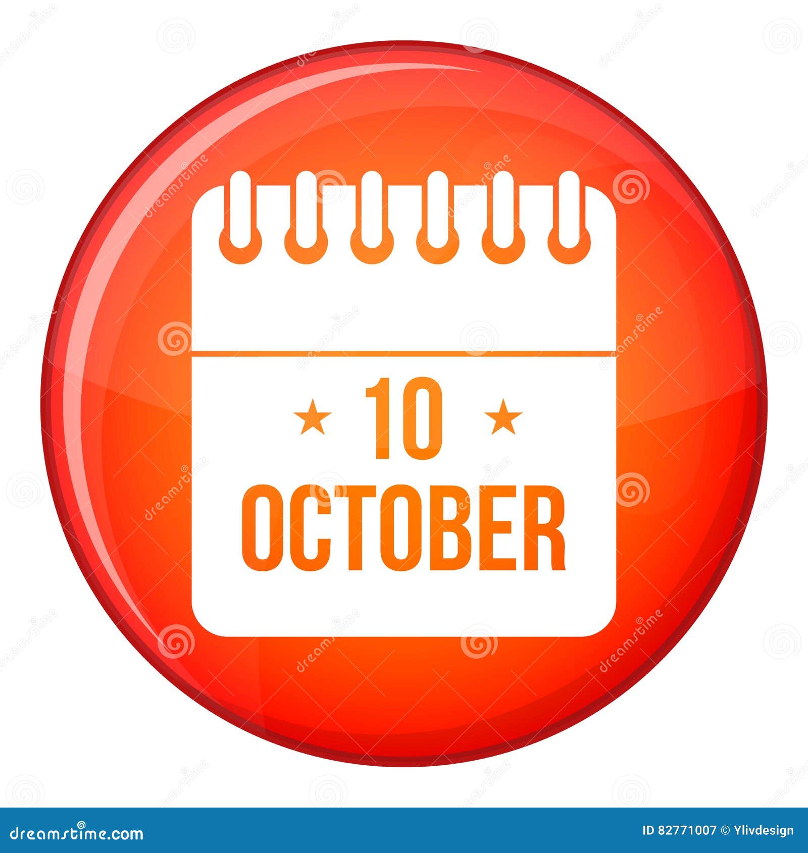 10 Octobre Icône De Calendrier, Style Plat Illustration de Vecteur ...
