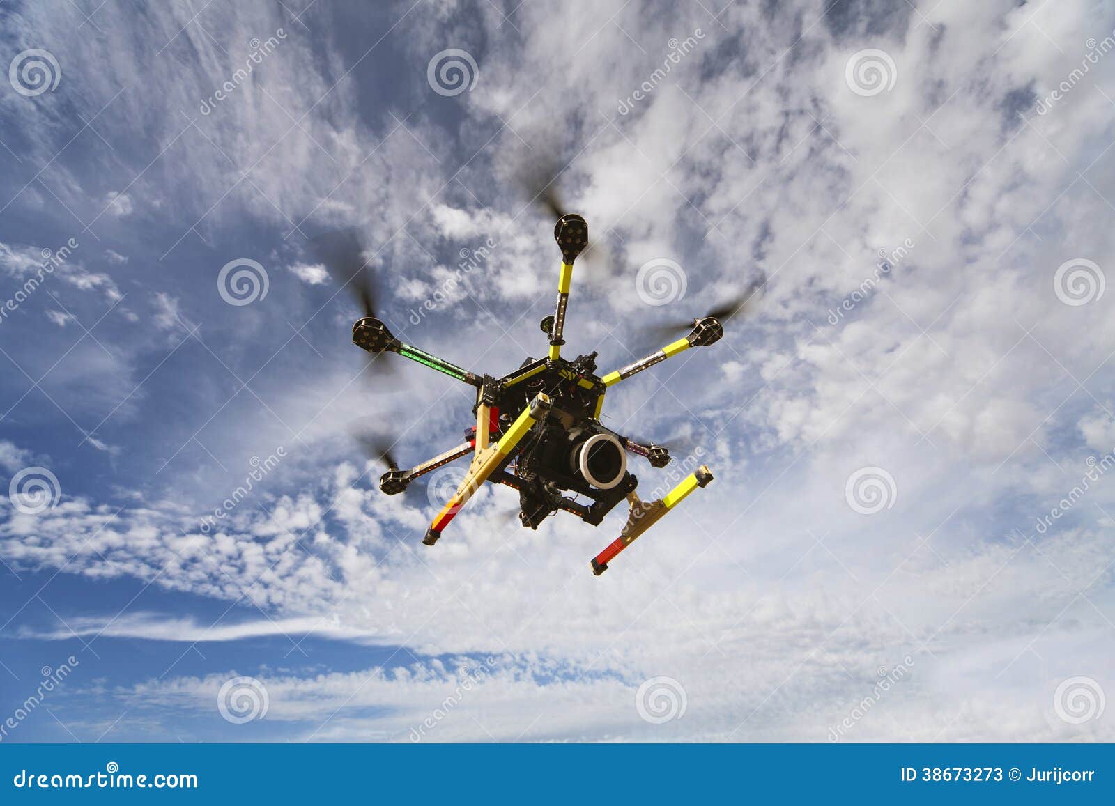 Octocopter Drone Flying with Camera Stock Image - Image of octocopter ...