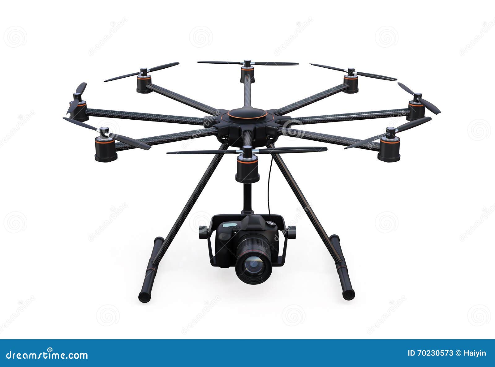 Octocopter with DSLR Camera Isolated on White Background Stock ...