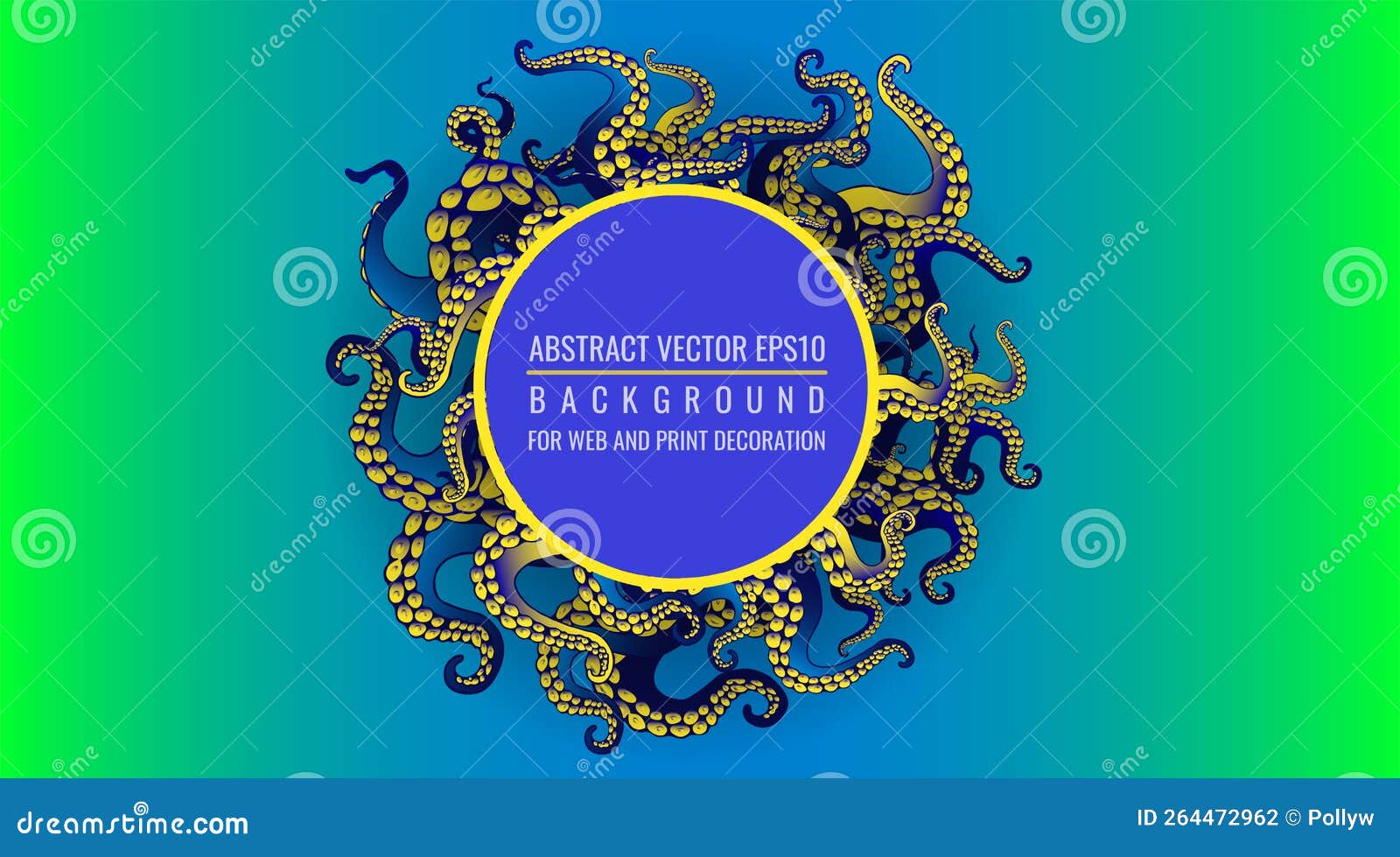 Octopus Abstract Frame Design, Creative Ocean Doodle, Cute Decoration ...