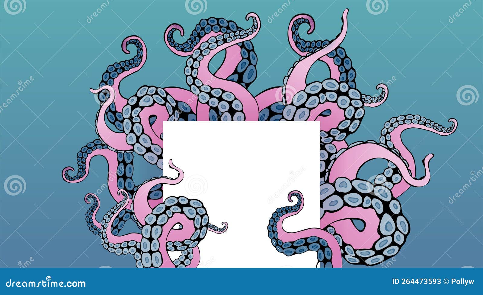 Octopus Abstract Frame Design, Creative Ocean Doodle, Cute Decoration ...