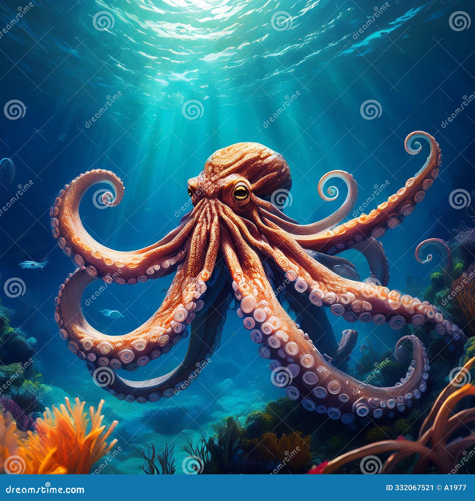Octopus, AI generated stock illustration. Illustration of wildlife ...