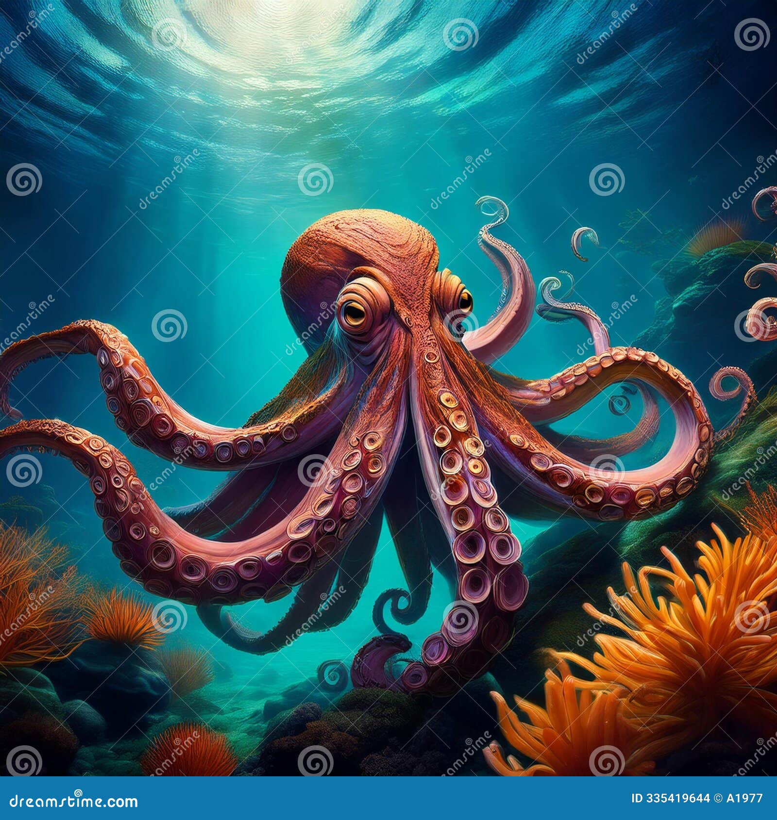 Octopus, AI generated stock illustration. Illustration of animals ...