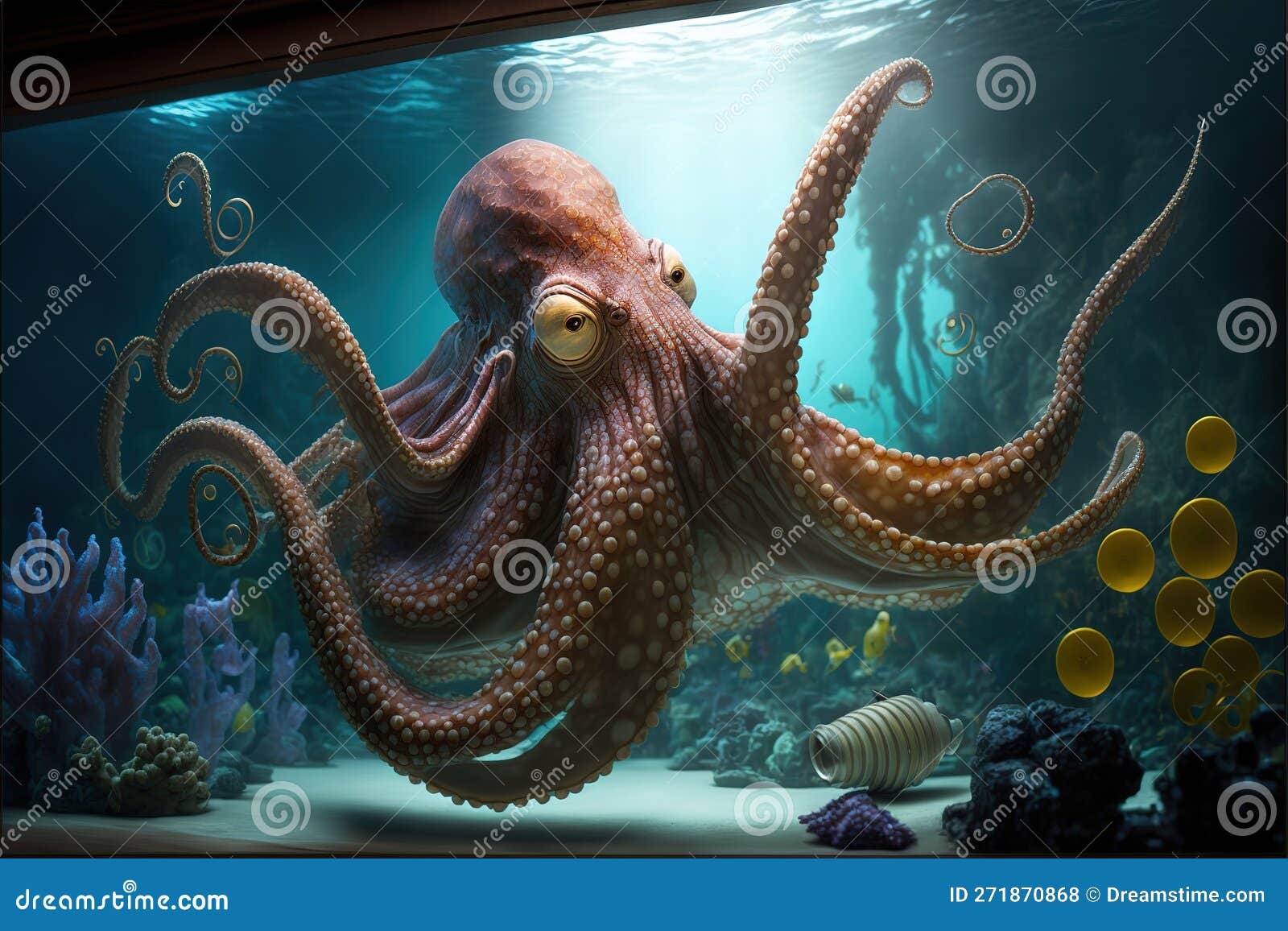 Octopus in the Aquarium. Generative AI Stock Illustration ...