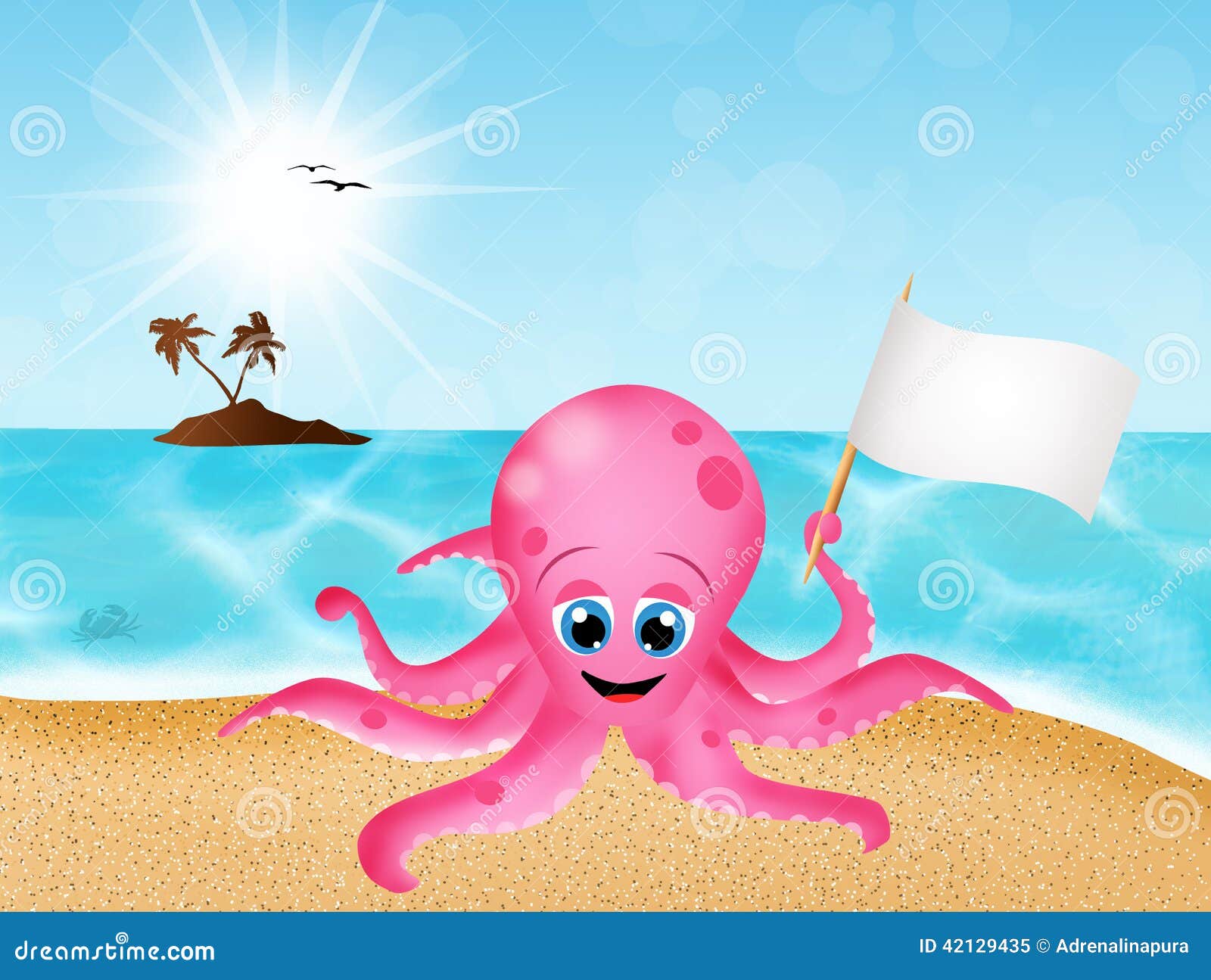 Octopus On The Beach Vector Illustration | CartoonDealer.com #71209054