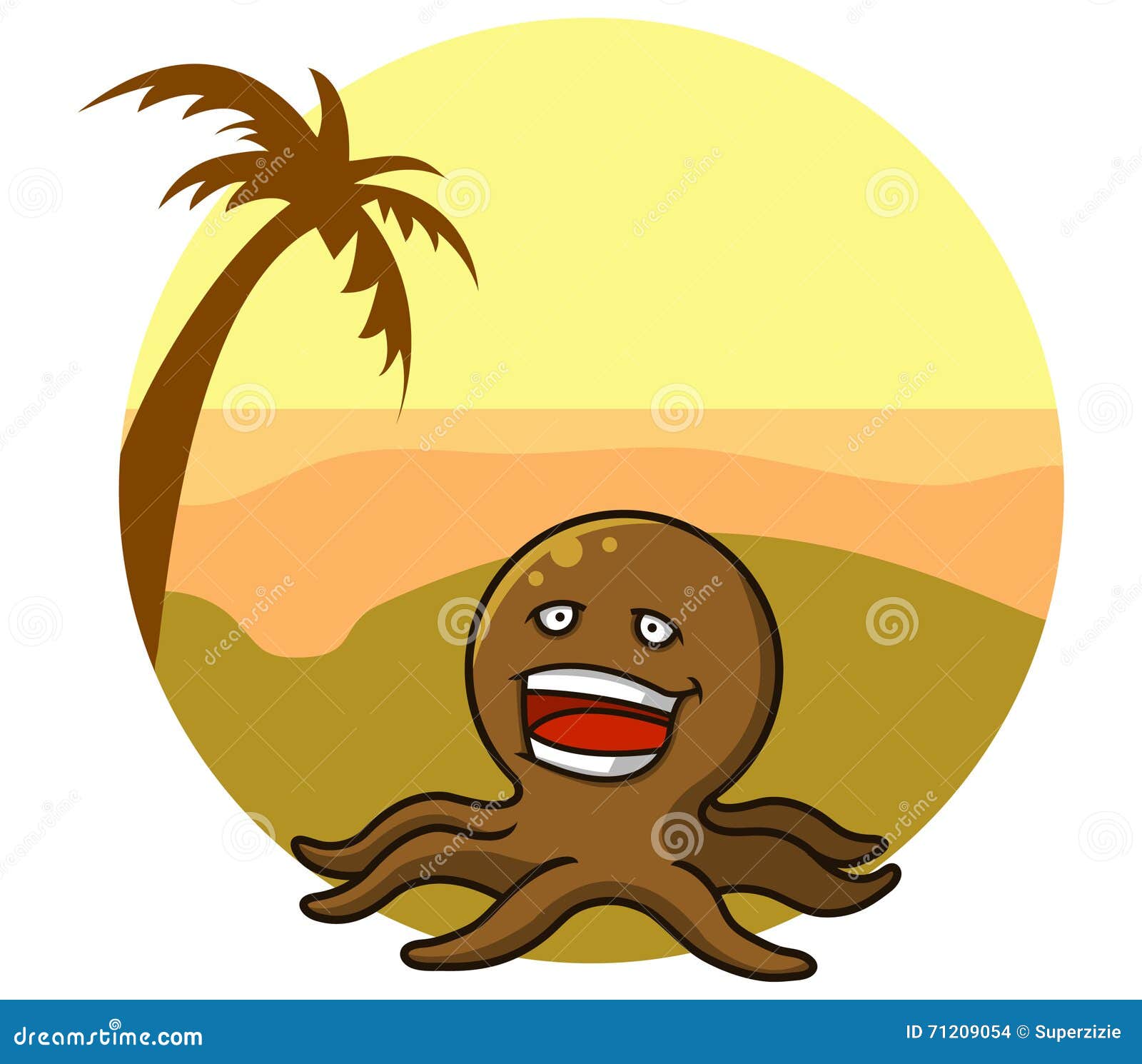 Octopus On The Beach Vector Illustration | CartoonDealer.com #71209054