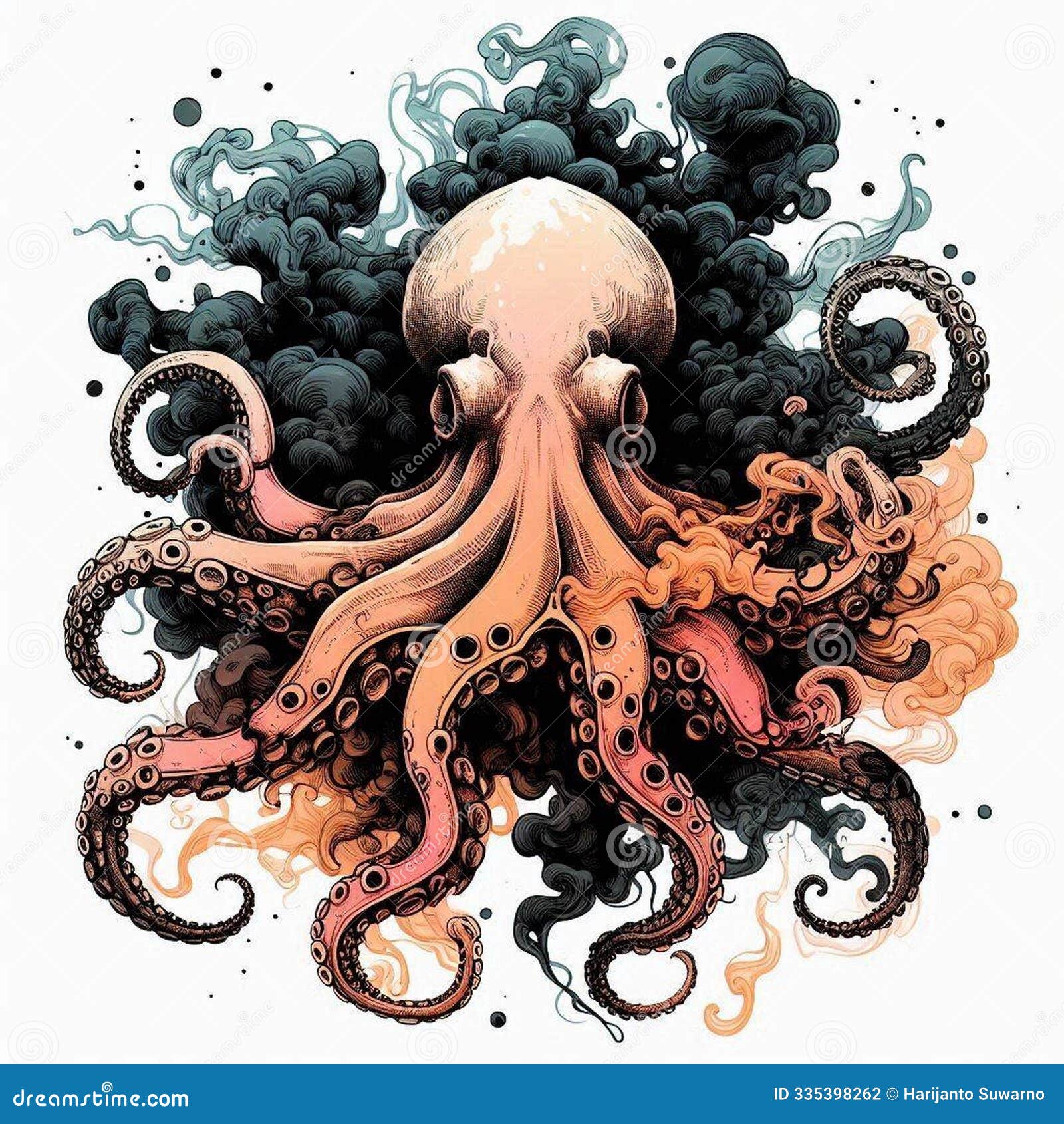 Octopus black ink stock illustration. Illustration of fresh - 335398262