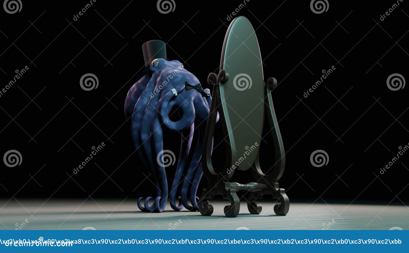 Octopus in a Butterfly in Front of a Mirror Stock Illustration ...