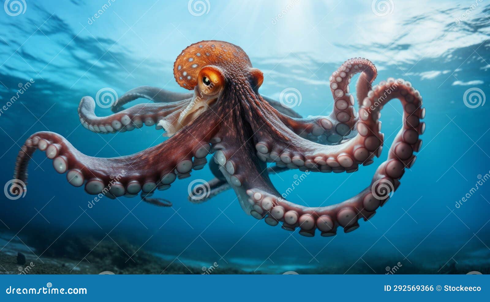 Realistic Octopus Swimming In The Ocean: Energy-filled Illustrations ...