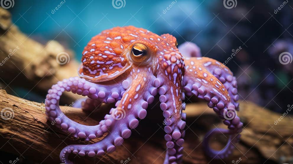 Octopus Changing Color Closeup Underwater Stock Illustration ...