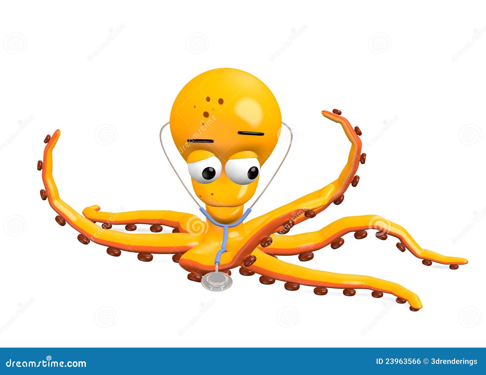 Octopus Character with Stethoscope Stock Illustration - Illustration of ...
