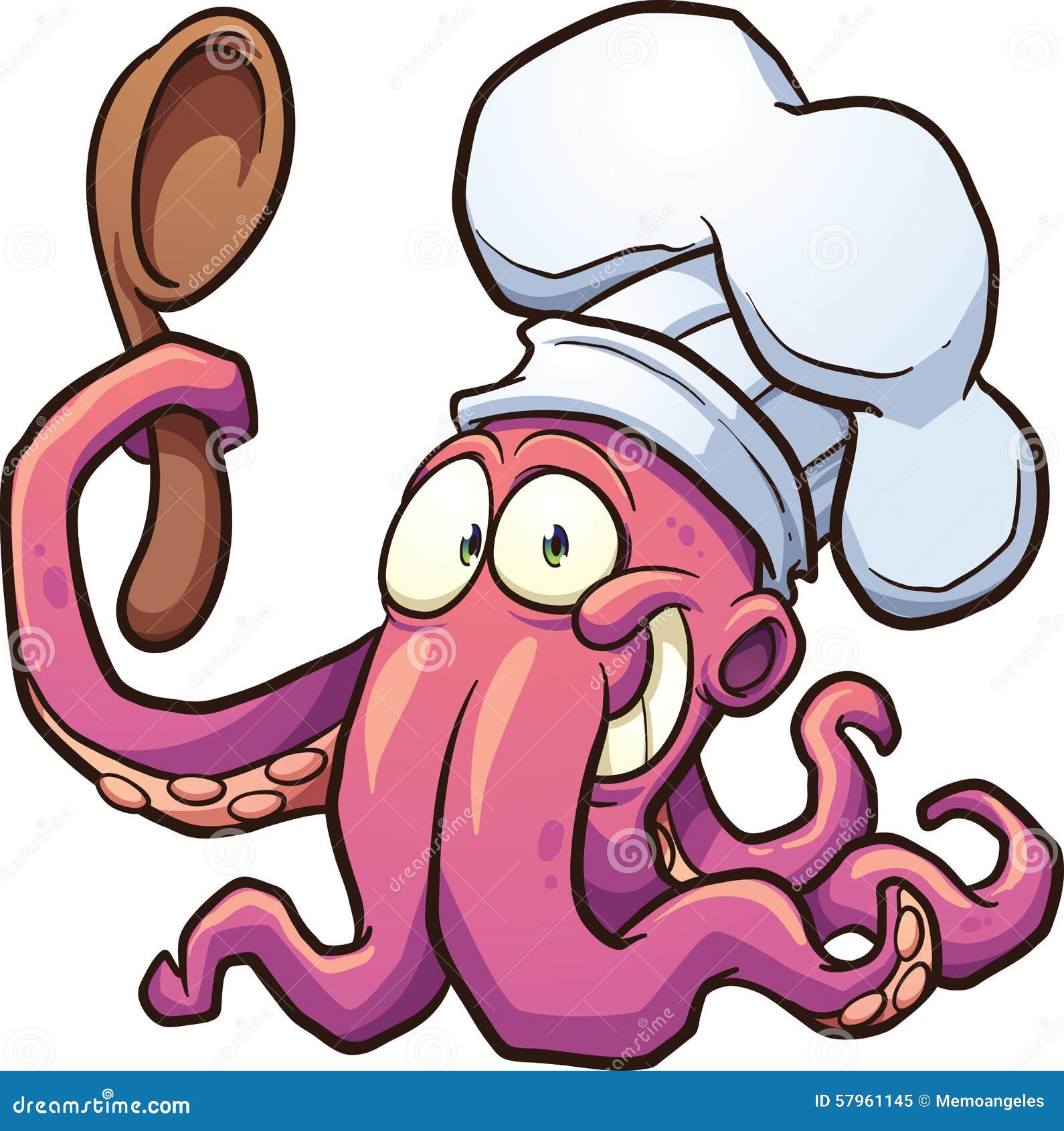 Octopus chef stock vector. Illustration of cartoon, spoon - 57961145