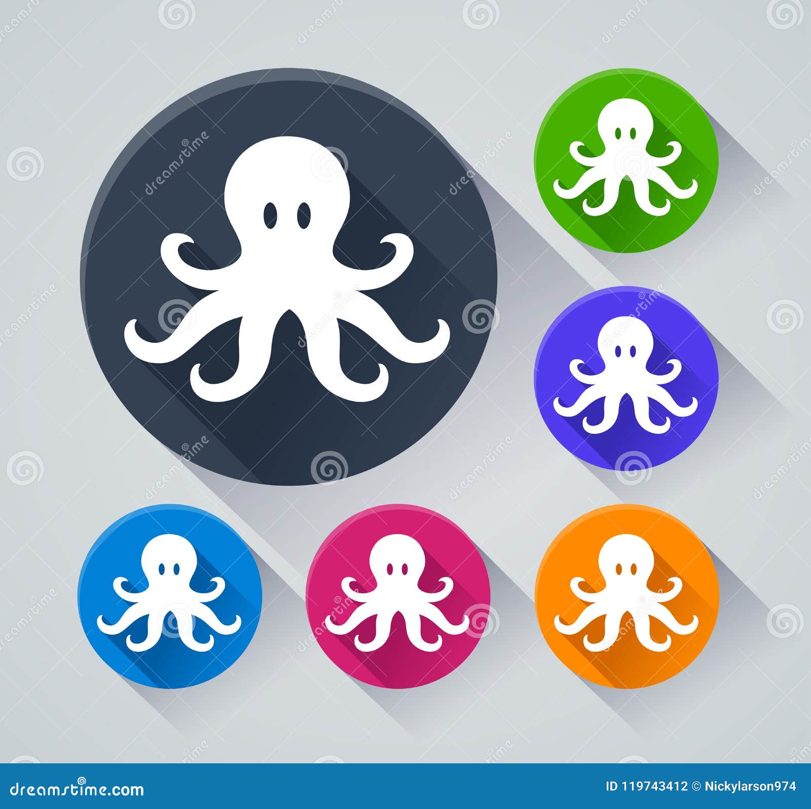 Octopus Circle Silhouette: Realistic Algeapunk Animal Portrait Royalty ...