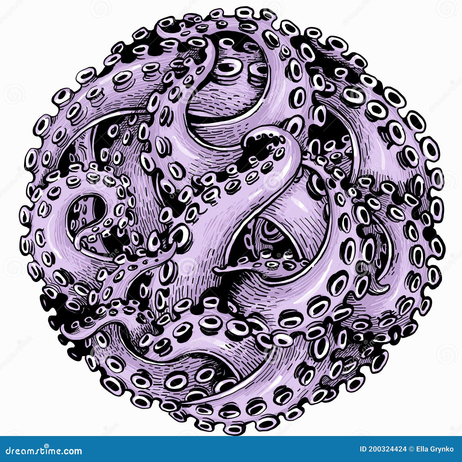 Octopus in a circle stock vector. Illustration of tentacles - 200324424