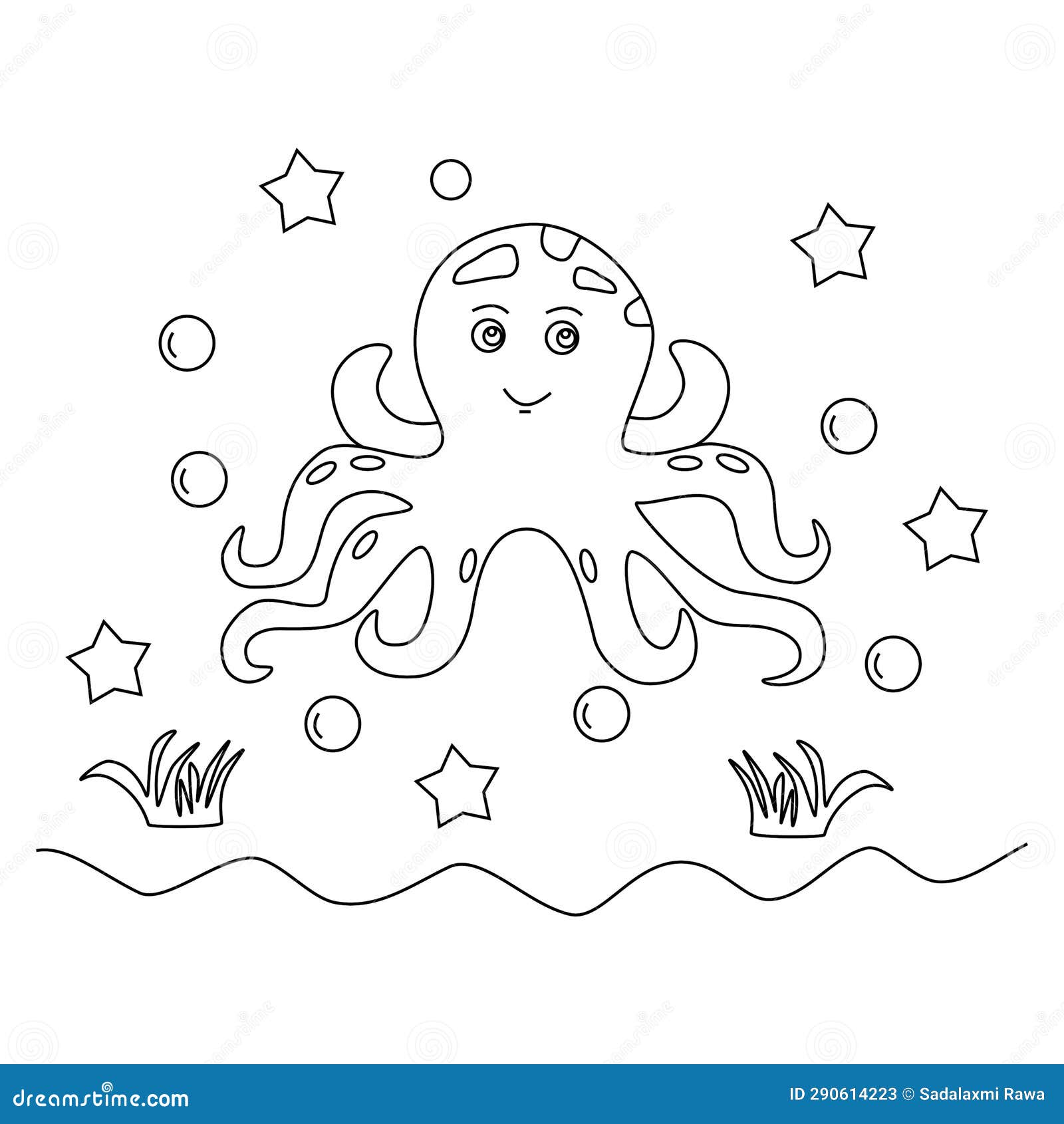 Octopus Coloring Pages Royalty-Free Cartoon | CartoonDealer.com #290614223