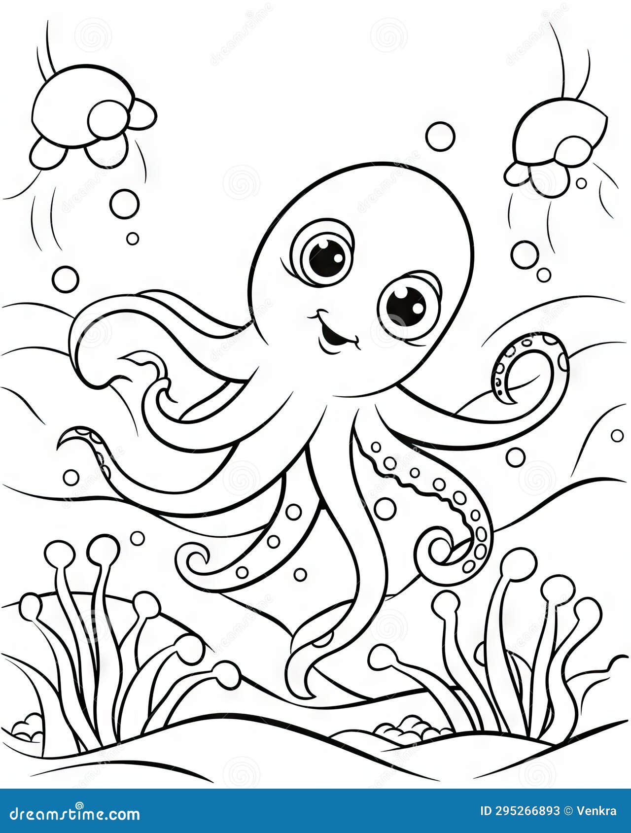 Octopus Coloring Pages for Small Kids Stock Image - Image of animals ...