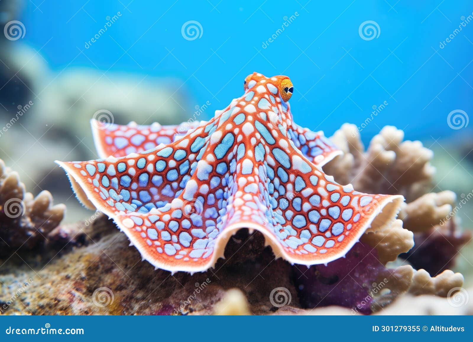 Octopus with Contrasting Spotted Pattern on Reef Stock Image - Image of ...
