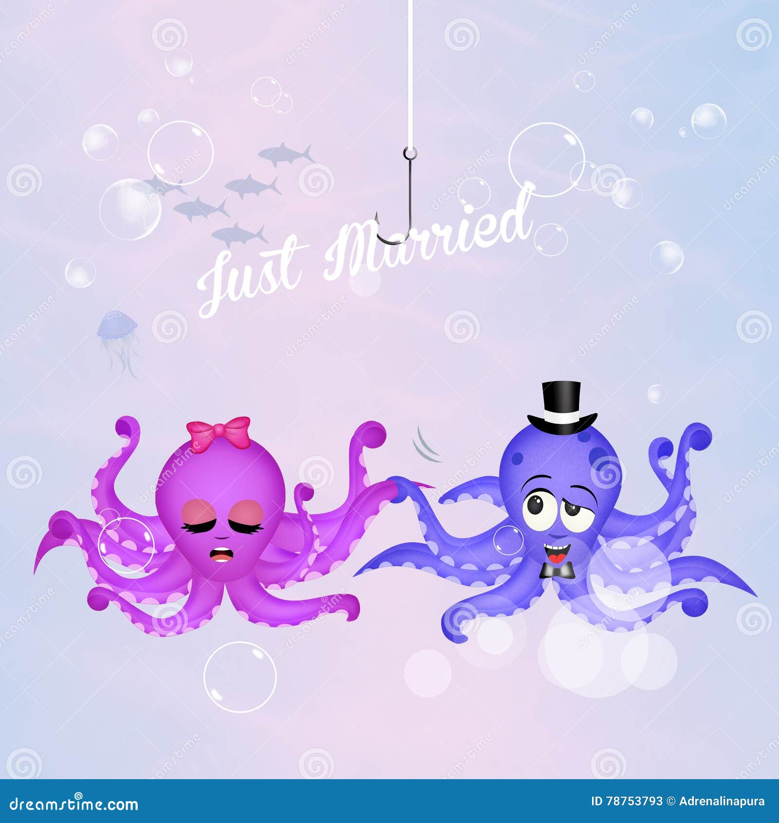 Octopus couple in love stock illustration. Illustration of life - 78753793
