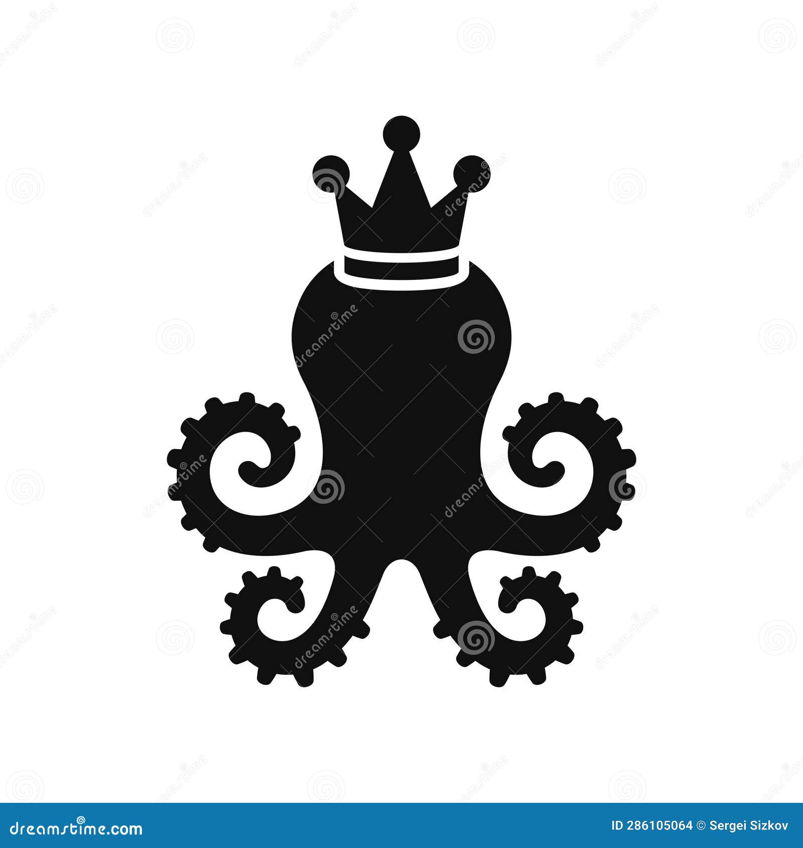 Octopus with Crown Logo. Icon on White Background, Vector Stock Vector ...