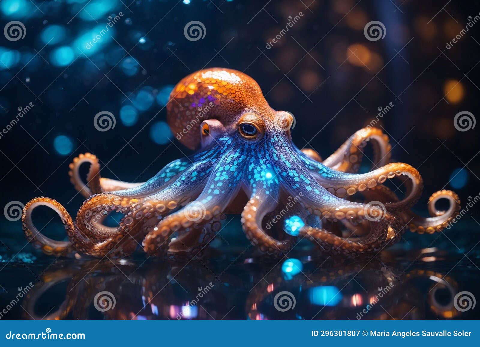 Octopus in the deep sea stock illustration. Illustration of deep ...