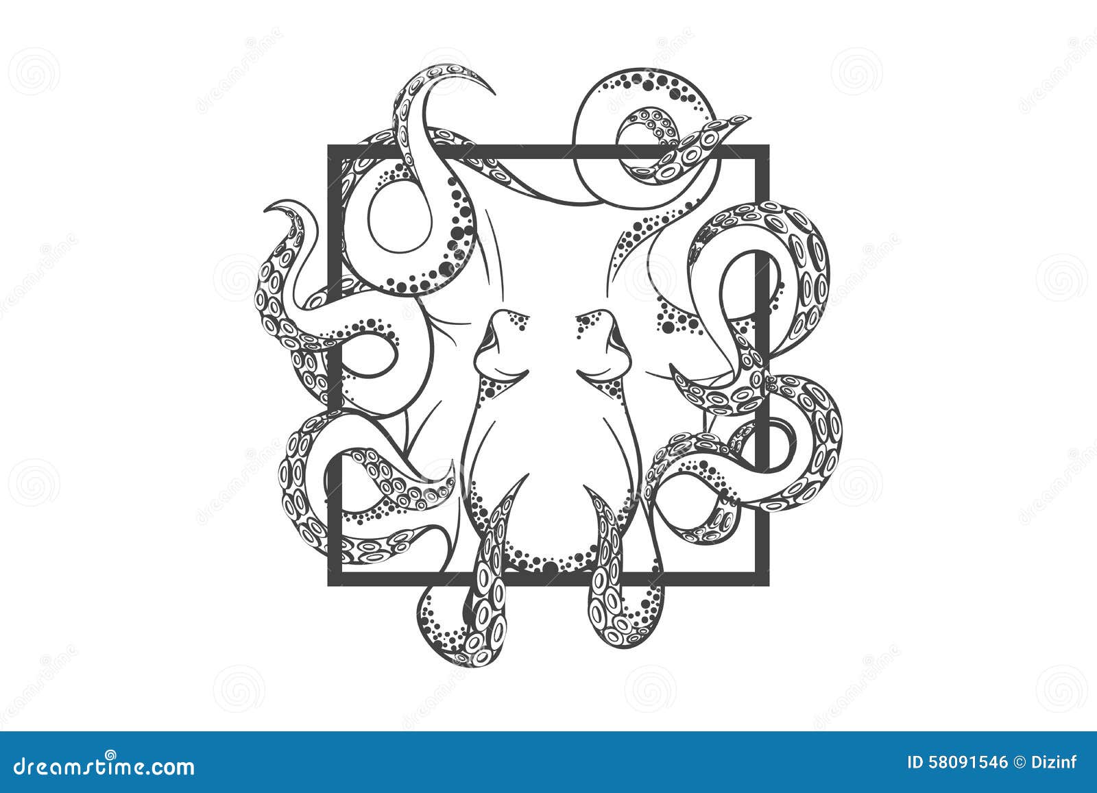 Octopus in Deep. Template for Logo, Label and Emblem Stock Vector ...