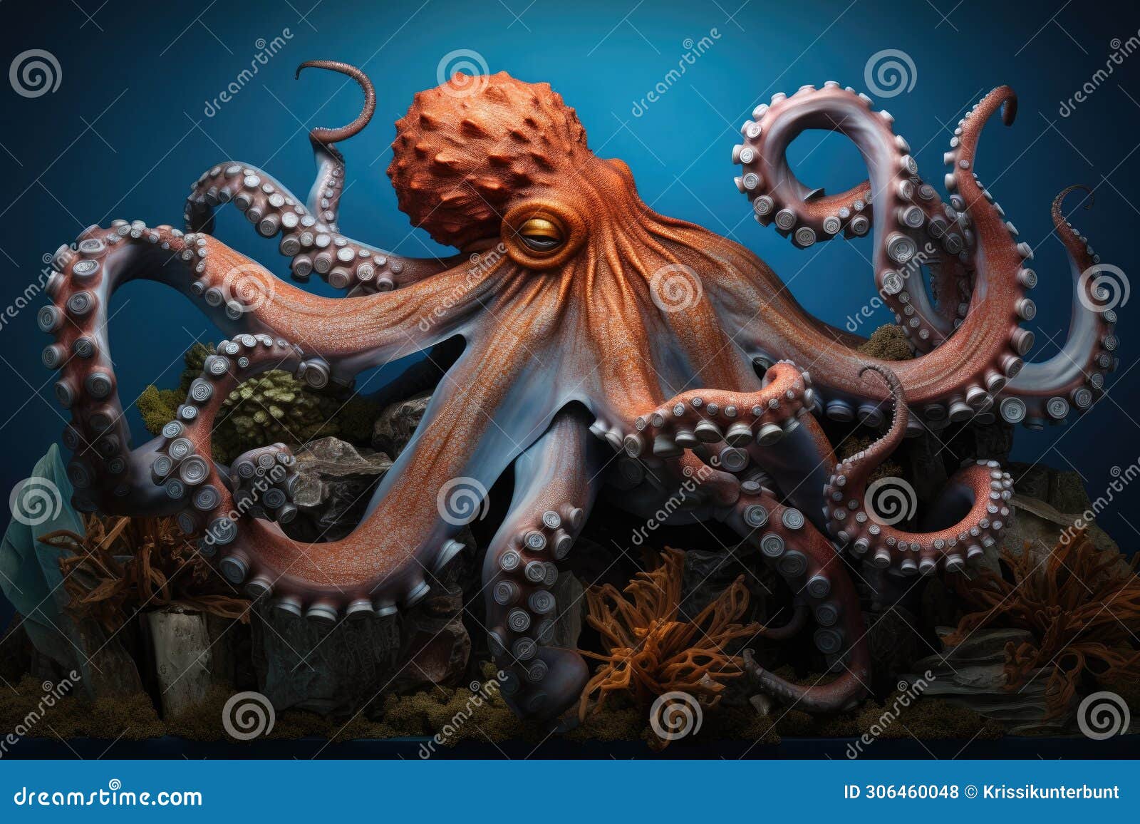 Octopus in Deep Water AI Generated Stock Photo - Image of tentacles ...