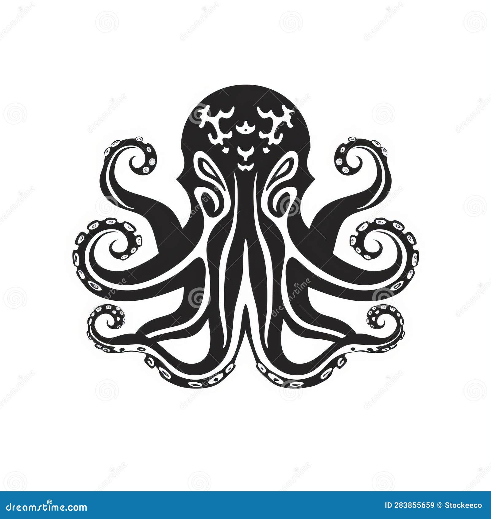 Black Octopus Logo: a Stunning Icon in Martin Ansin Style Stock ...