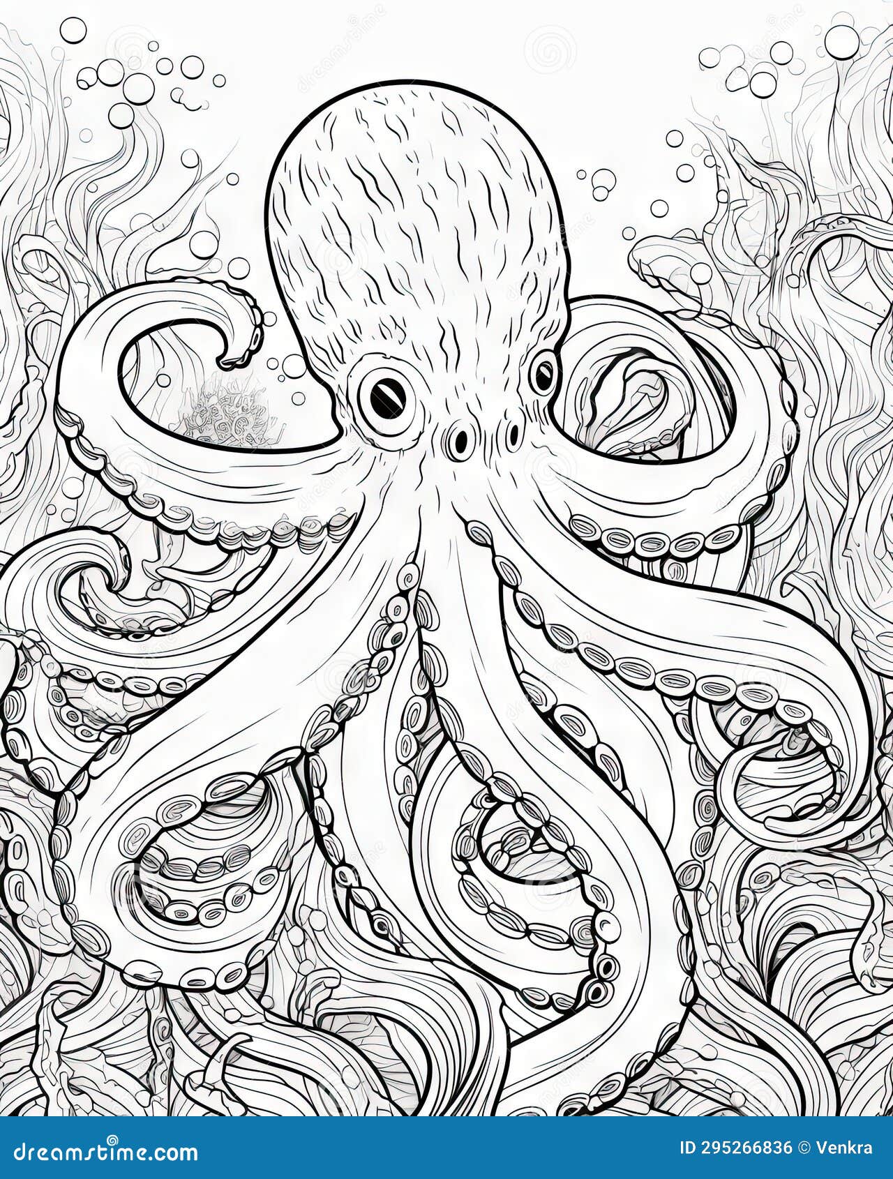 Octopus Detailed Coloring Pages for Small Kids Stock Photo - Image of ...