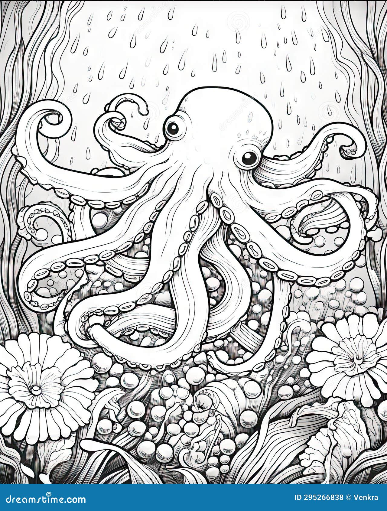 Octopus Detailed Coloring Pages for Small Kids Stock Photo - Image of ...