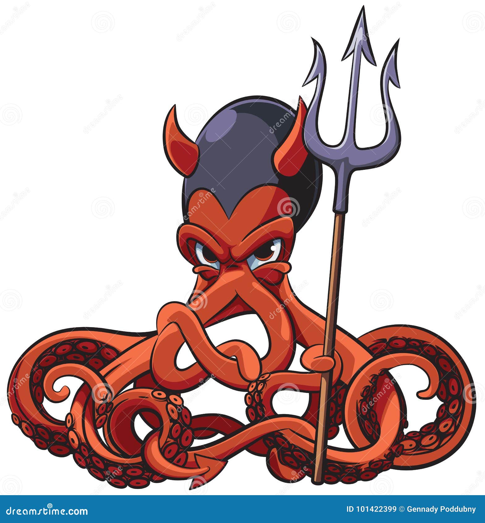 Octopus The Devil Cartoon Vector | CartoonDealer.com #101422399