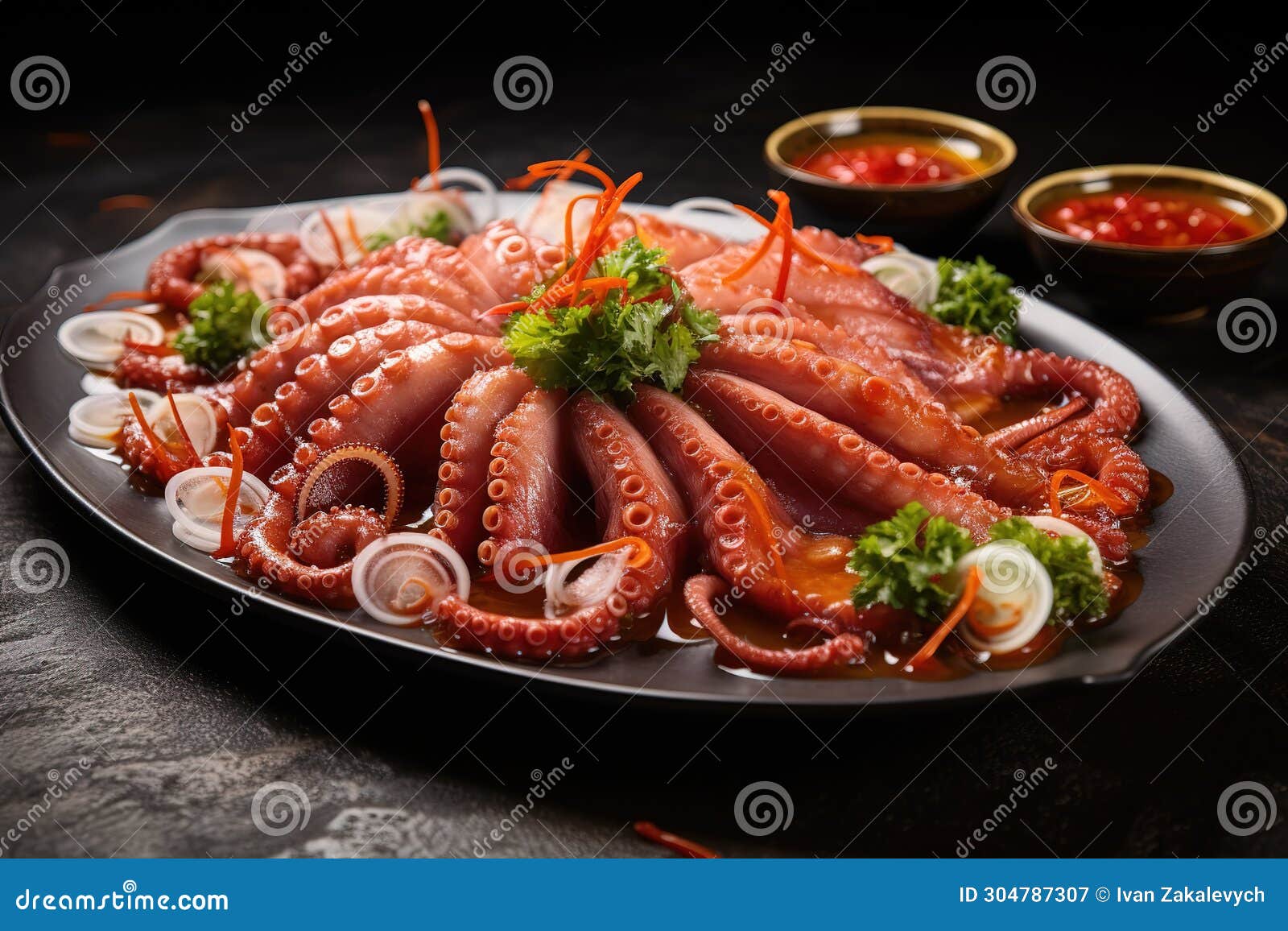 Octopus Dish in an Asian Restaurant X Stock Image - Image of menu ...