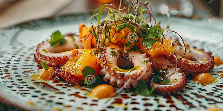 Octopus dish in a plate stock image. Image of dish, food - 326896949