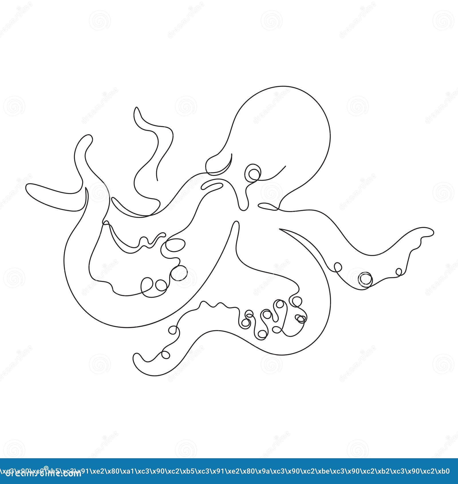 Octopus Drawn in One Line. Continuous Line. Seafood Stock Vector ...