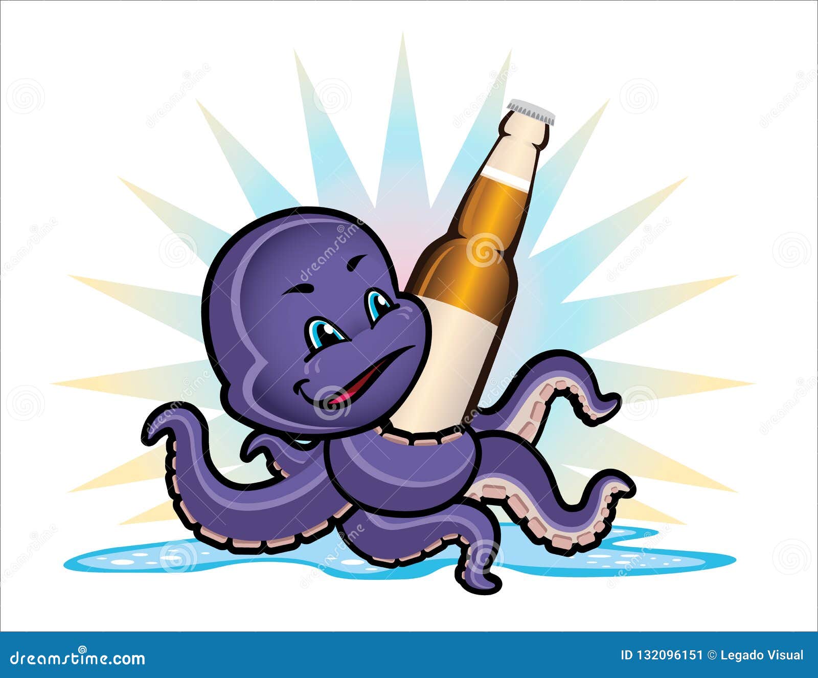 Octopus drinking beer stock illustration. Illustration of drinking ...