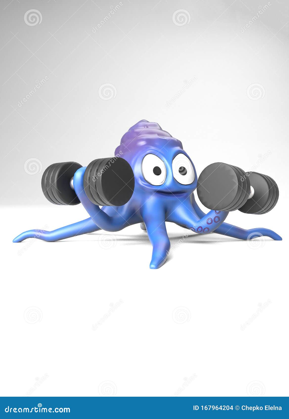 Octopus with Dumbbell,on the White Bacground,3d Render Stock ...
