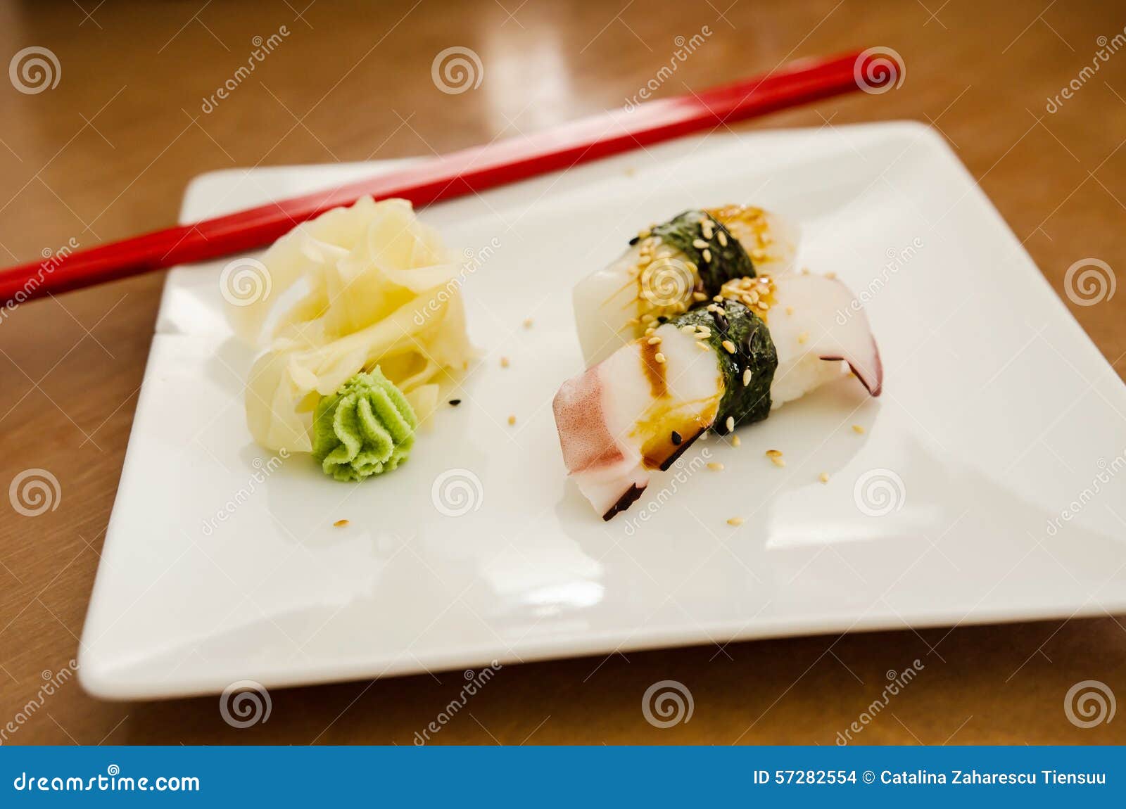 Octopus and eel nigiri stock photo. Image of bass, slate - 57282554