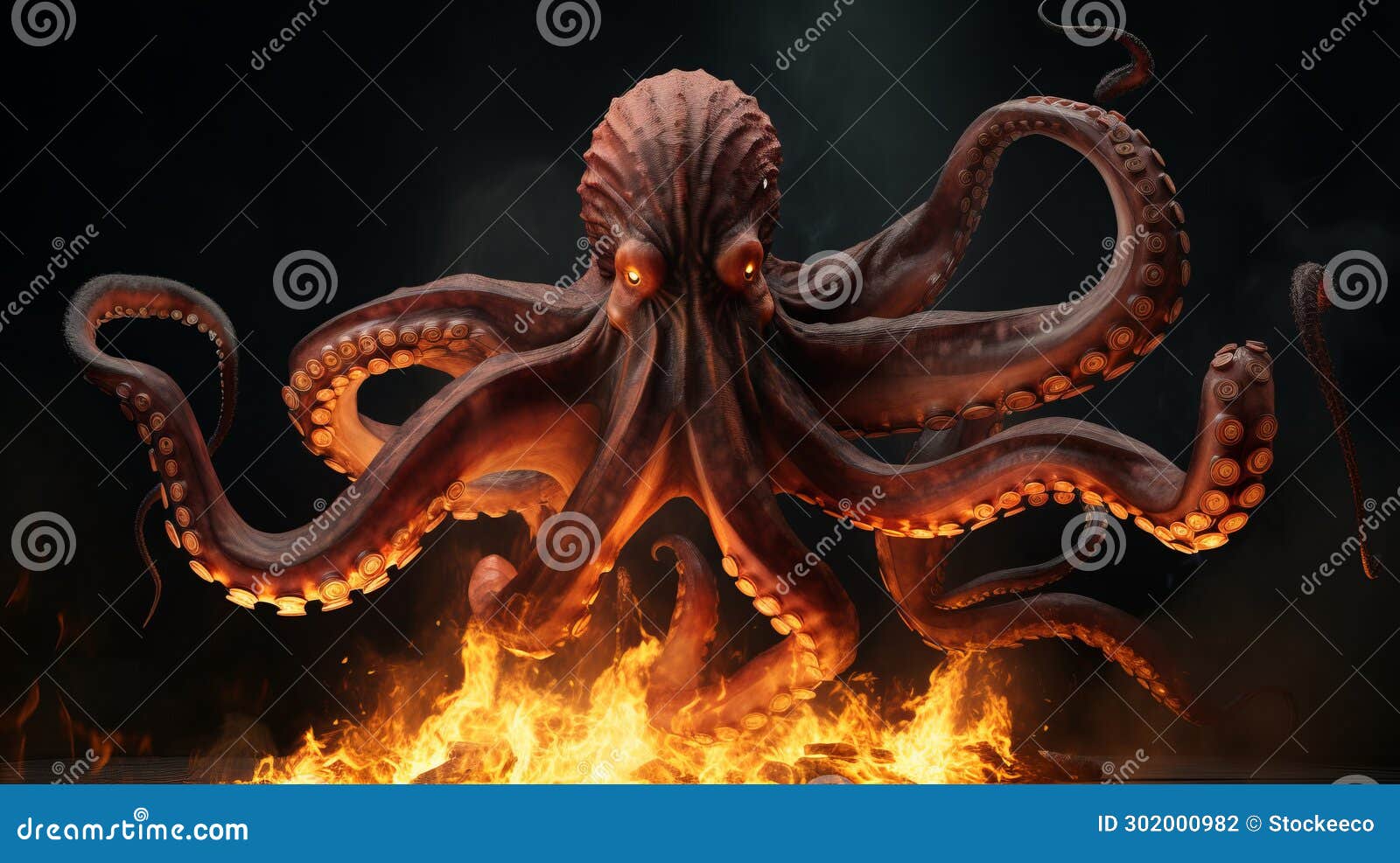 Giant Octopus In Fire: A Realistic And Detailed Zbrush Rendering By ...