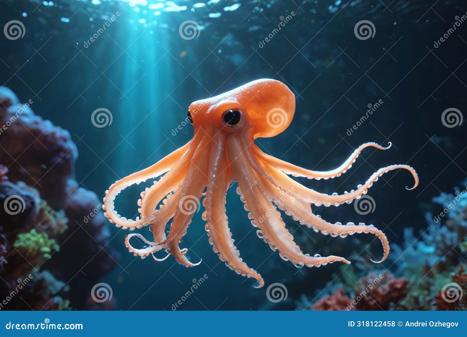 Elegant Octopus Gliding through the Marine Depths Stock Photo - Image ...